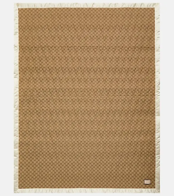 Gucci Gg Quilted Cotton-blend Blanket - Blue