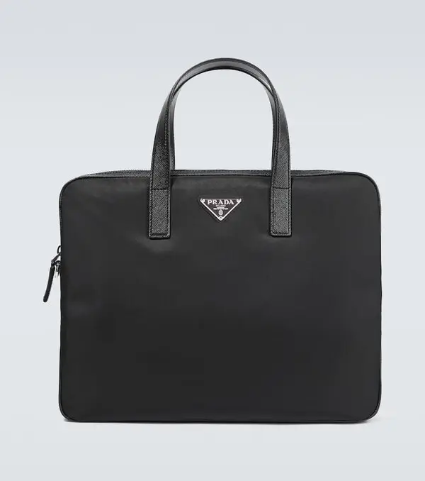 Prada Re-nylon Leather-trimmed Briefcase