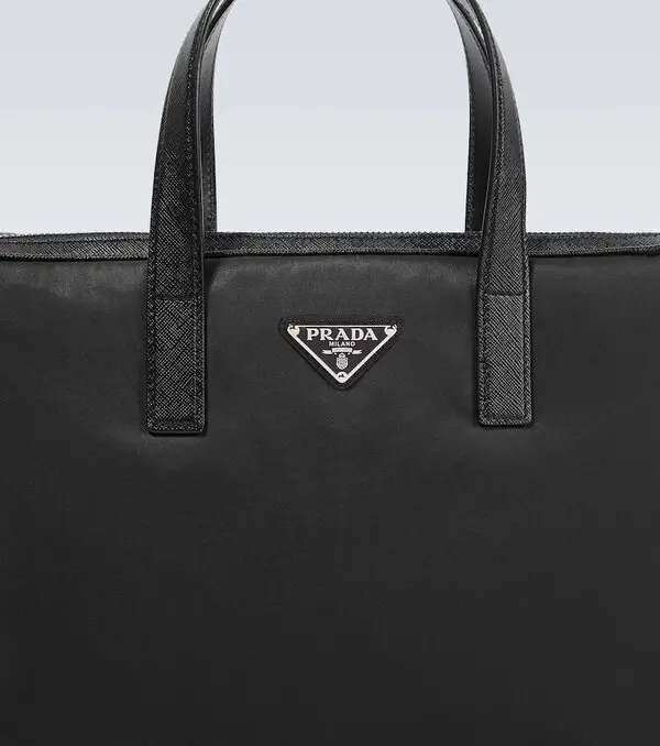 Prada Re-nylon Leather-trimmed Briefcase