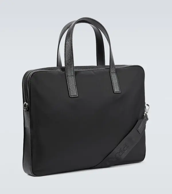 Prada Re-nylon Leather-trimmed Briefcase