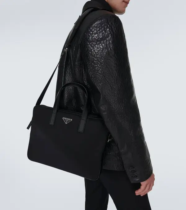 Prada Re-nylon Leather-trimmed Briefcase