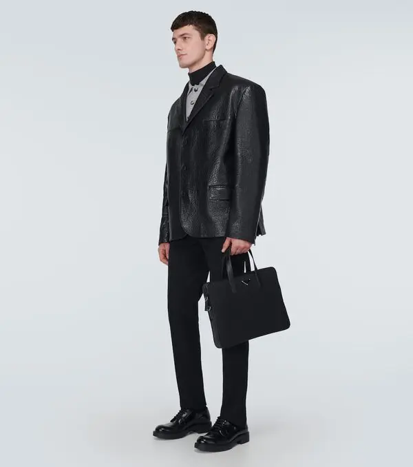 Prada Re-nylon Leather-trimmed Briefcase