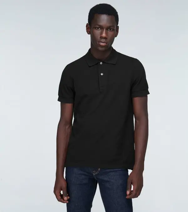 TOM FORD Short-sleeved Cotton Polo Shirt - Black