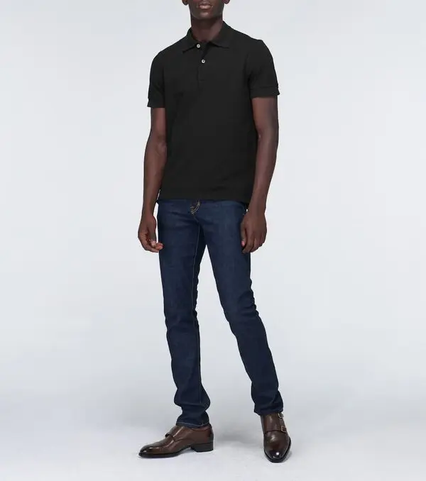 TOM FORD Short-sleeved Cotton Polo Shirt - Black
