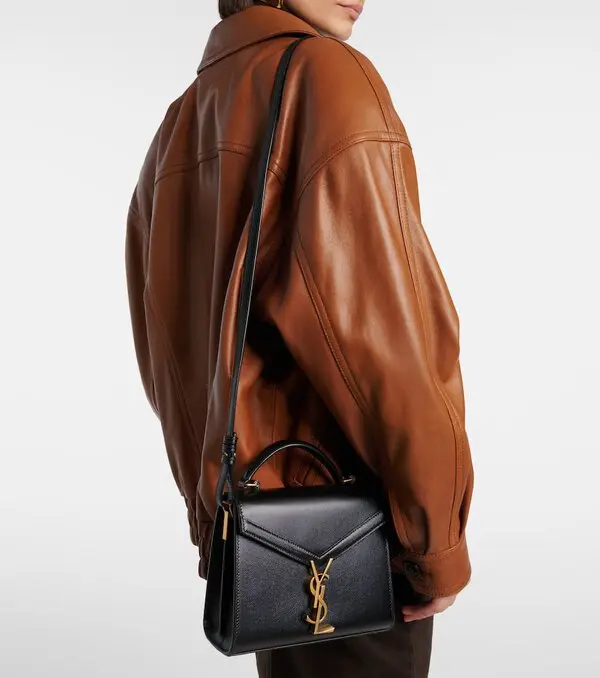 Saint Laurent Cassandra Mini Leather Shoulder Bag - Black