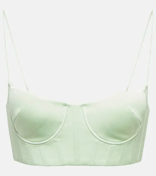 Alex Perry Hart Satin Crepe Bralette - Green