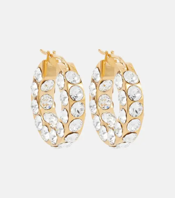 Amina Muaddi Jah Crystal-embellished Hoop Earrings - Gold