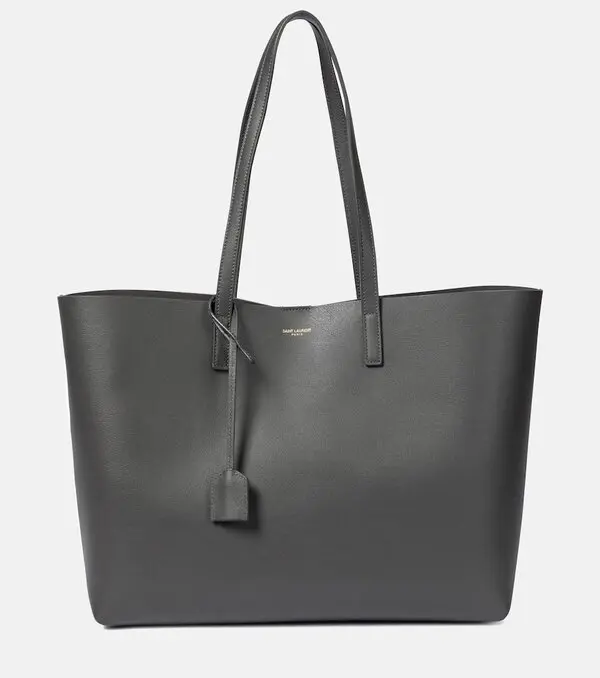 Saint Laurent Shopping E/w Leather Tote - Grey