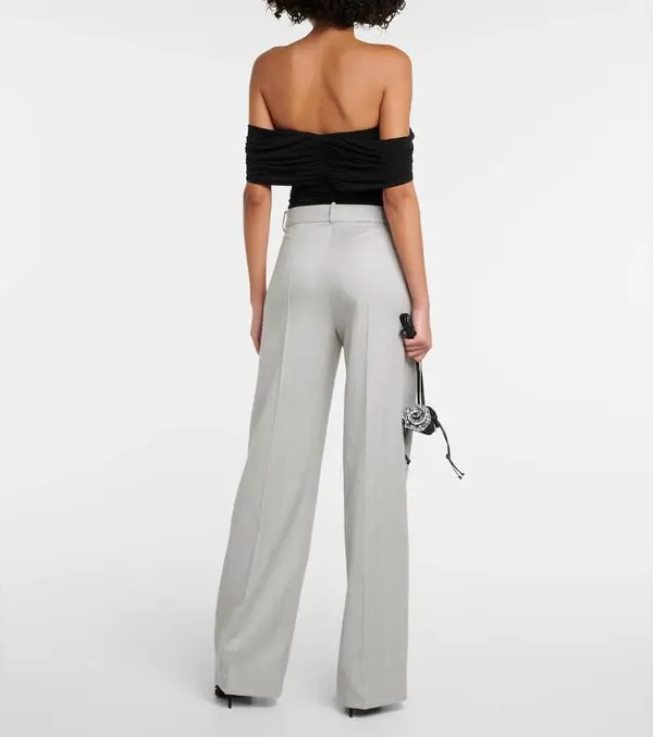 Magda Butrym Mid-rise Straight Wool Pants - Grey