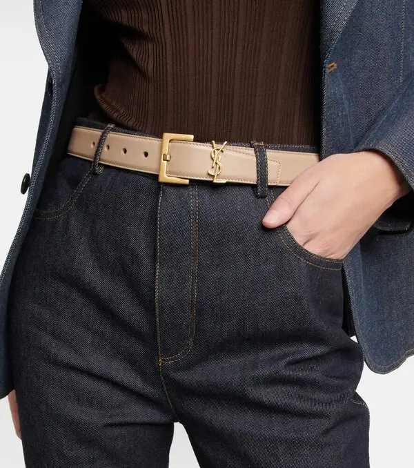 Saint Laurent Cassandre Leather Belt