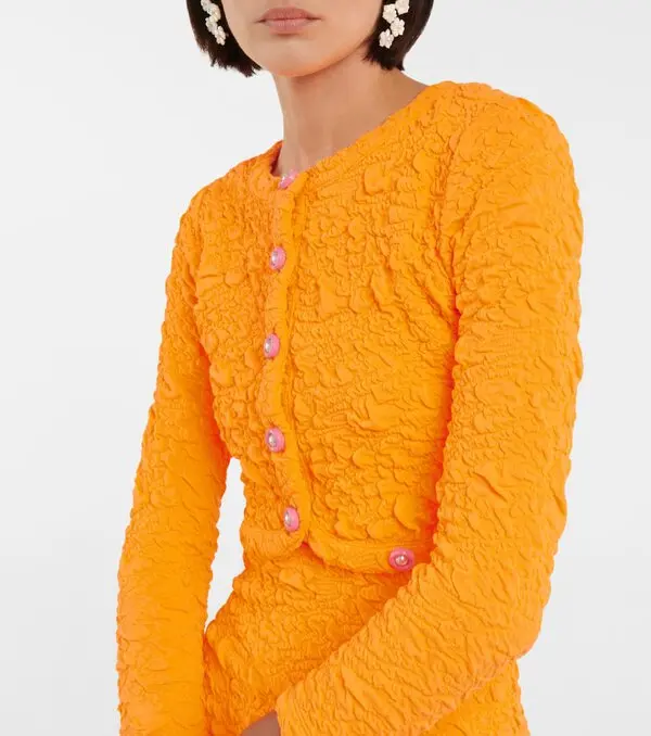LoveShackFancy Senina Crinkled Cropped Cardigan