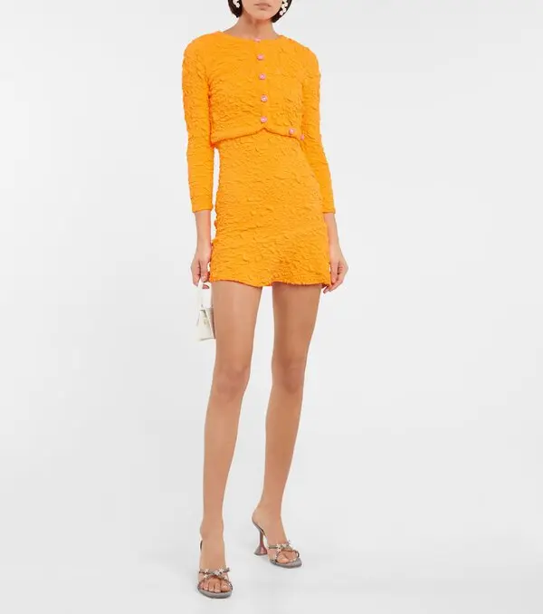LoveShackFancy Senina Crinkled Cropped Cardigan