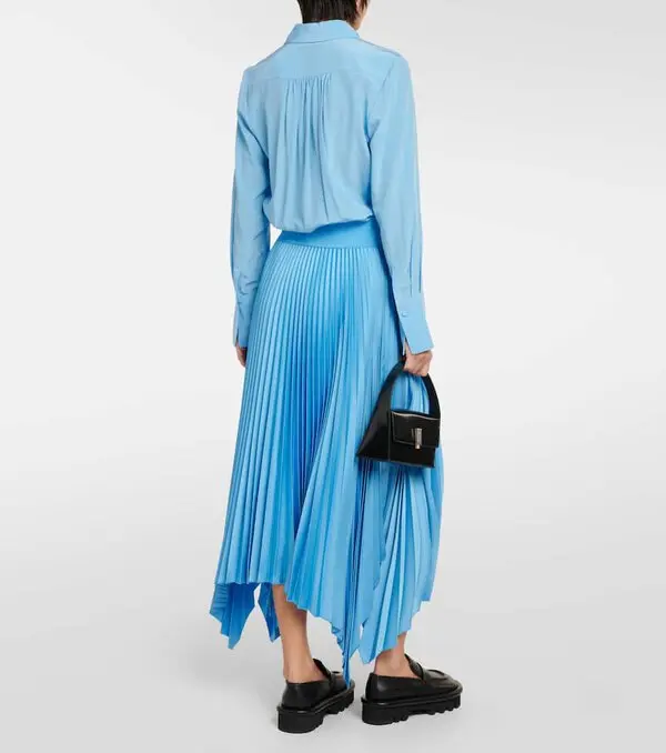 JOSEPH Adé Plisse Midi Skirt - Blue