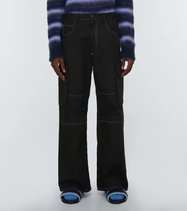 Marni Wide-leg Cotton Gabardine Cargo Trousers