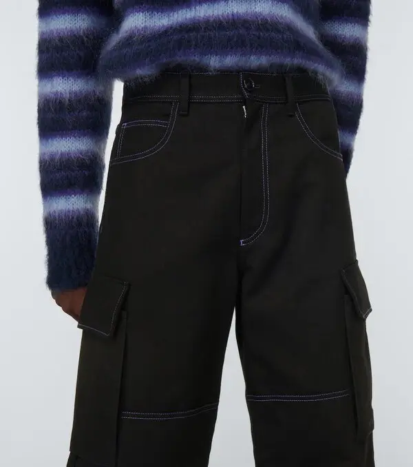 Marni Wide-leg Cotton Gabardine Cargo Trousers