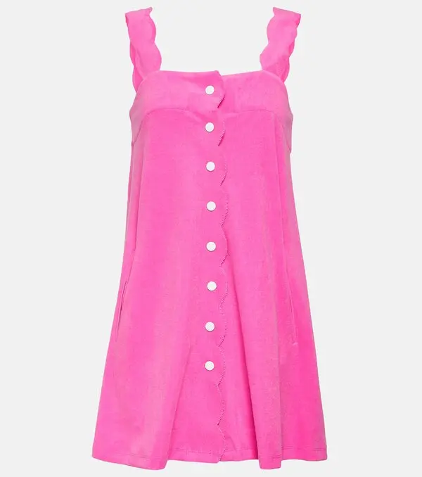Marysia Scalloped Cotton Blend Minidress - Pink