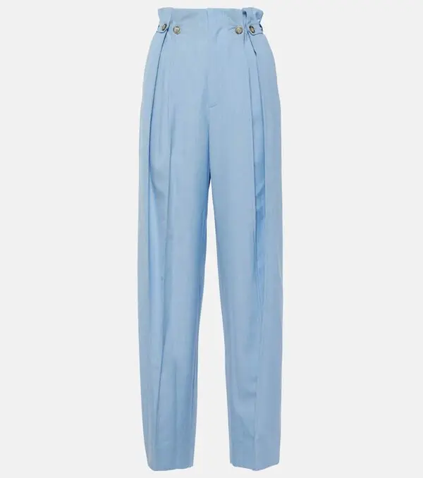 Victoria Beckham Gathered Tapered Pants - Blue