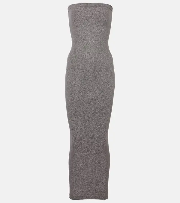 Wolford Fading Shine Strapless Midi Dress - Grey