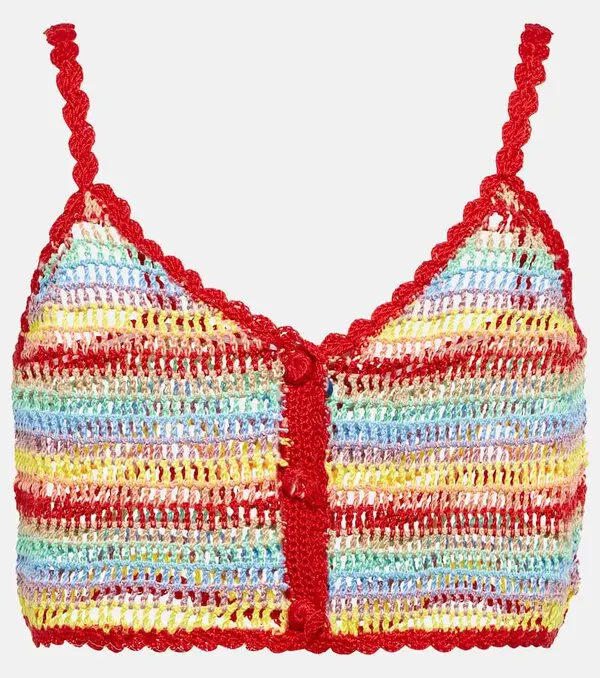Anna Kosturova Striped Crochet Crop Top
