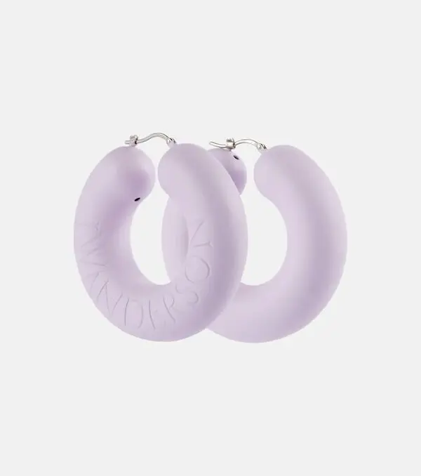 JW Anderson Logo Hoop Earrings - Purple