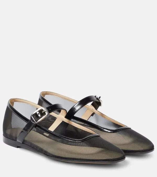 Le Monde Beryl Patent Leather-trimmed Mesh Flats - Black