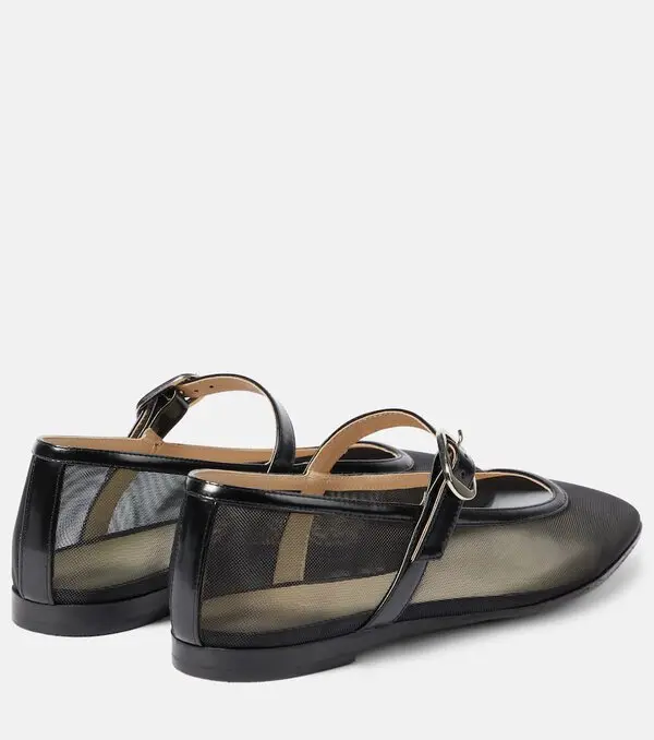 Le Monde Beryl Patent Leather-trimmed Mesh Flats - Black