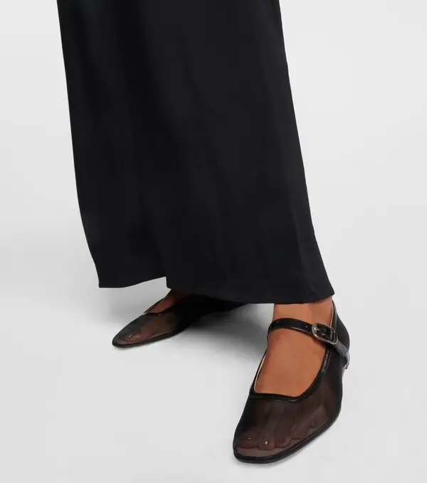 Le Monde Beryl Patent Leather-trimmed Mesh Flats - Black