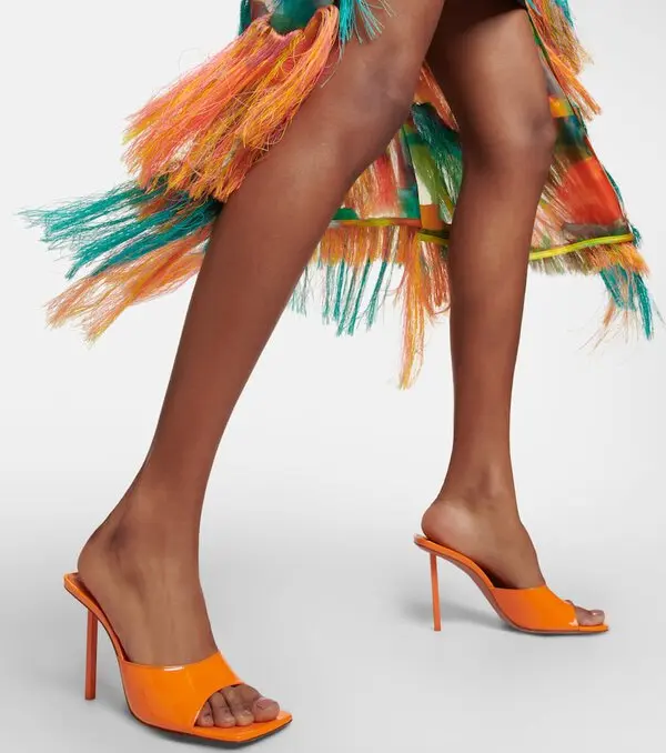Amina Muaddi Laura Patent Leather Mules