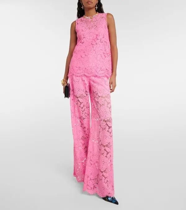 Dolce & Gabbana High-rise Lace Wide-leg Pants