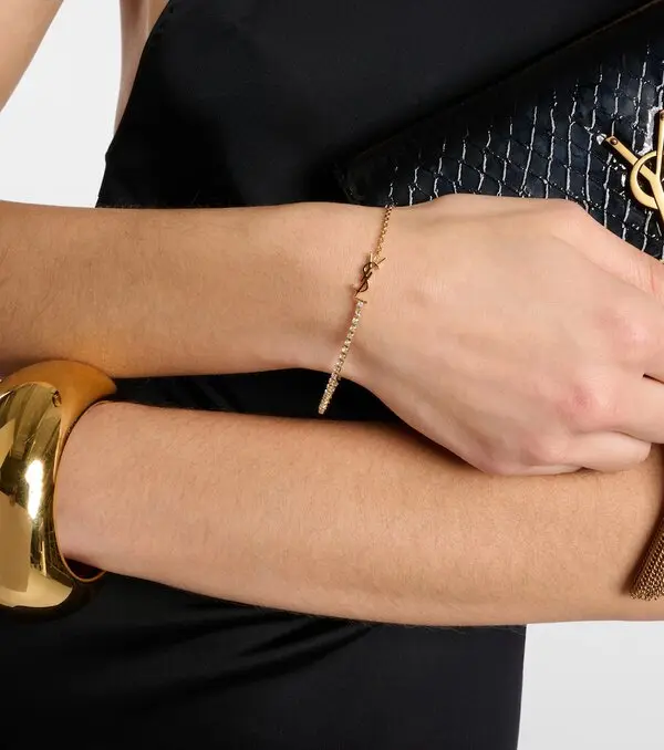 Saint Laurent Cassandre Embellished Bracelet - Gold