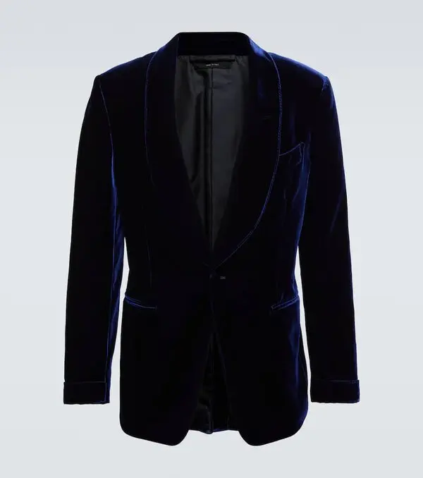 TOM FORD Shelton Velvet Blazer - Blue