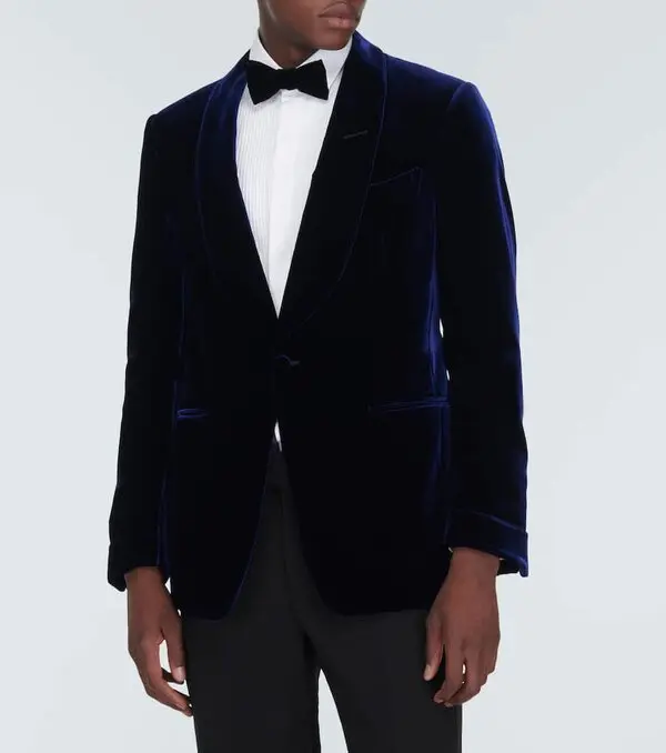 TOM FORD Shelton Velvet Blazer - Blue
