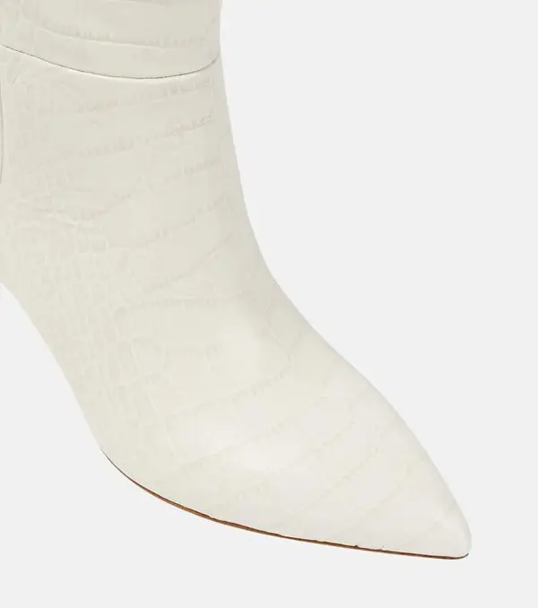 Paris Texas Croc-effect Knee-high Leather Boots - White