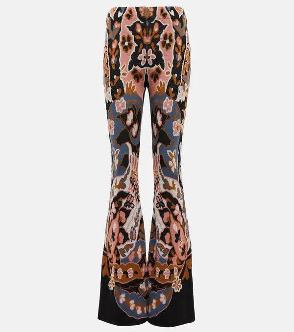 Etro Floral Flared Wool Pants - Multicoloured