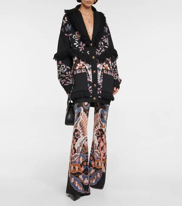 Etro Floral Flared Wool Pants - Multicoloured