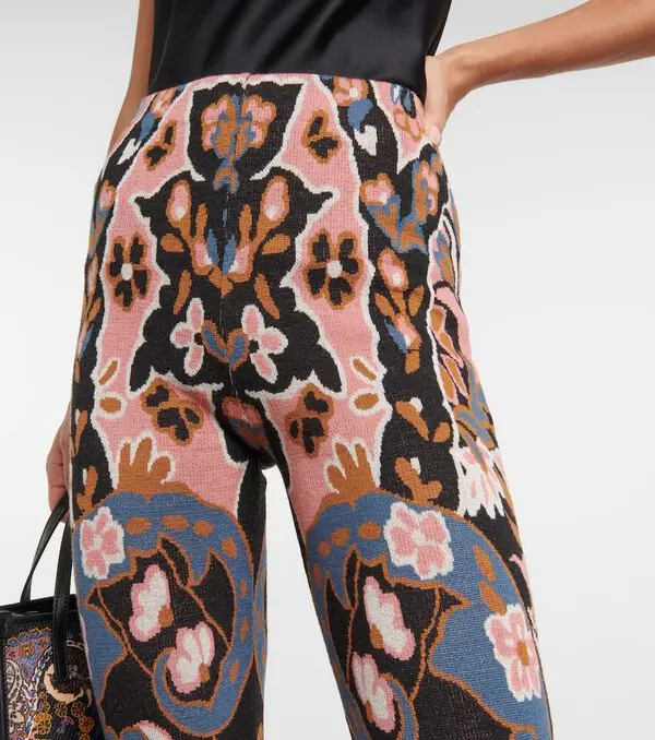 Etro Floral Flared Wool Pants - Multicoloured