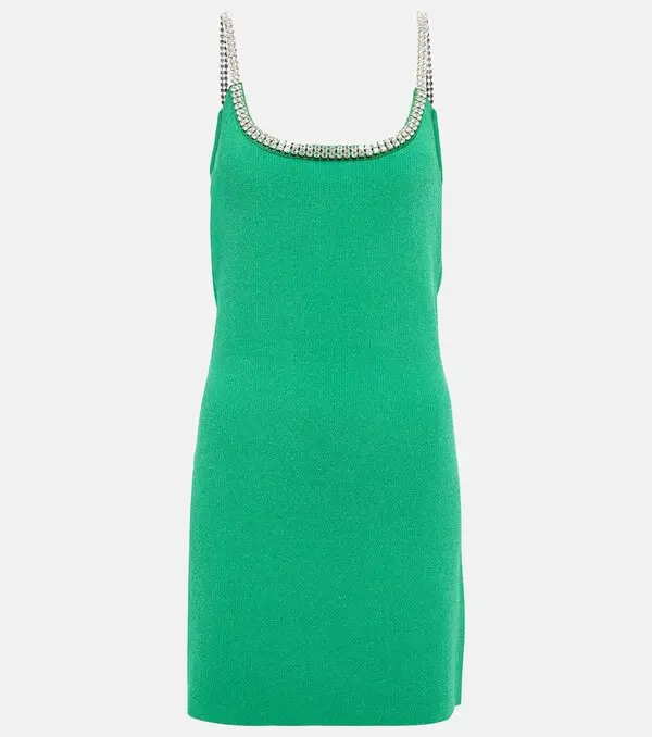 Rabanne Crystal-embellished Knit Minidress - Green