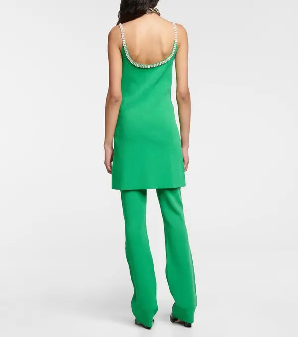 Rabanne Crystal-embellished Knit Minidress - Green