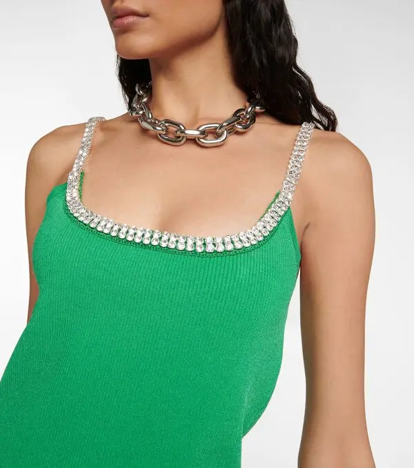 Rabanne Crystal-embellished Knit Minidress - Green