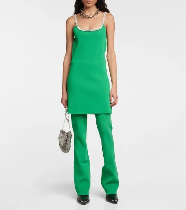 Rabanne Crystal-embellished Knit Minidress - Green