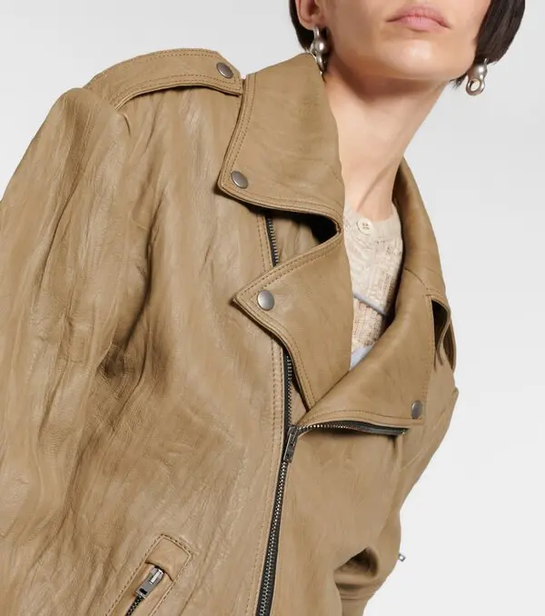 Acne Studios Linor Oversized Belted Leather Jacket - Brown