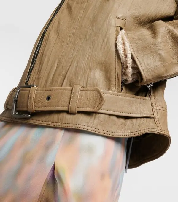 Acne Studios Linor Oversized Belted Leather Jacket - Brown