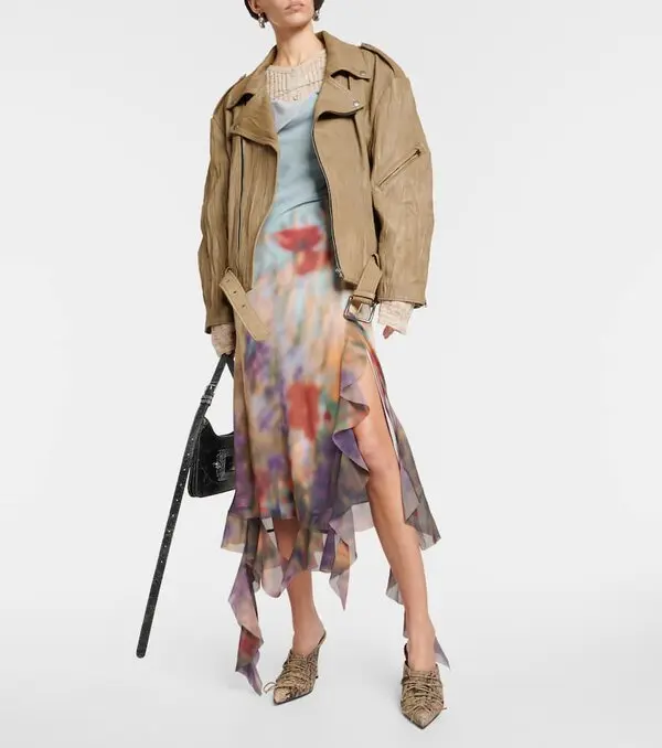 Acne Studios Linor Oversized Belted Leather Jacket - Brown