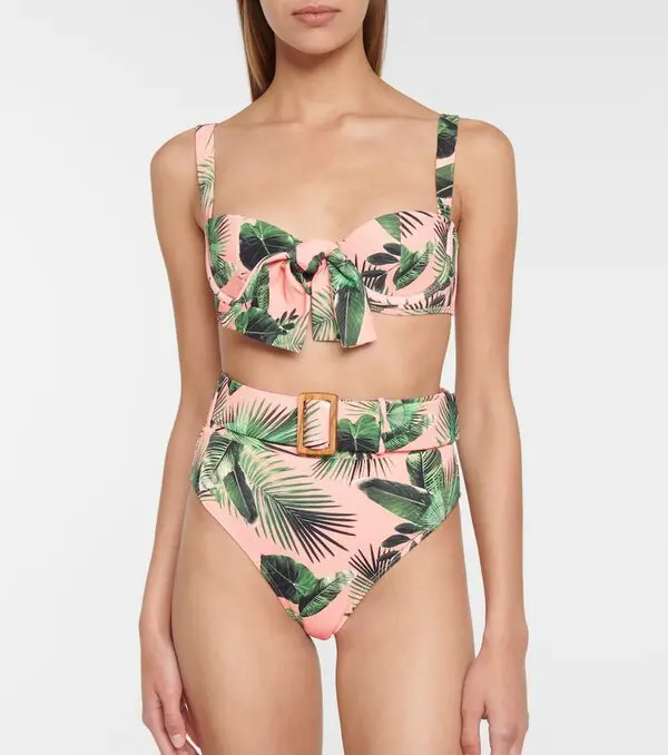 ALEXANDRA MIRO Ursula Palm-print Bikini Bottom - Pink
