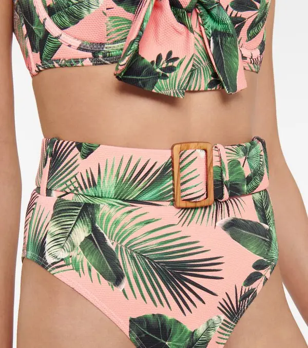 ALEXANDRA MIRO Ursula Palm-print Bikini Bottom - Pink