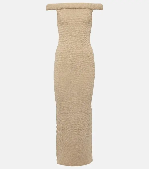 TOTEME Knitted Off-shoulder Midi Dress