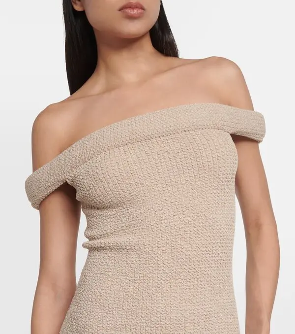 TOTEME Knitted Off-shoulder Midi Dress