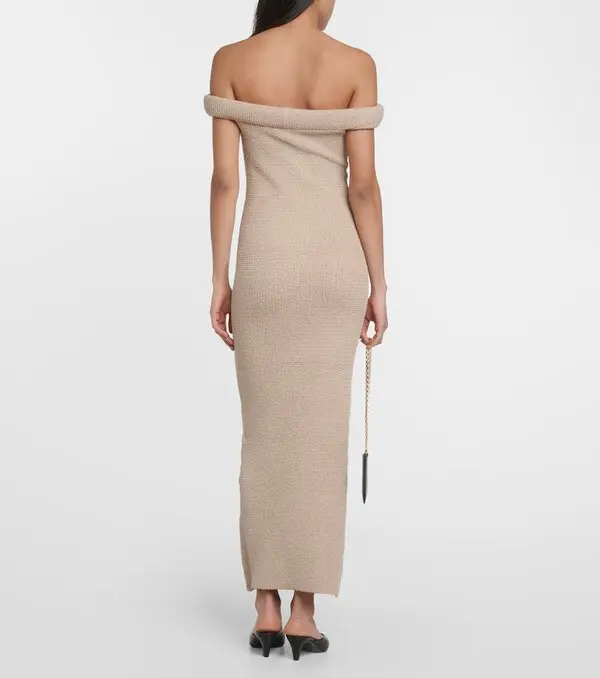 TOTEME Knitted Off-shoulder Midi Dress