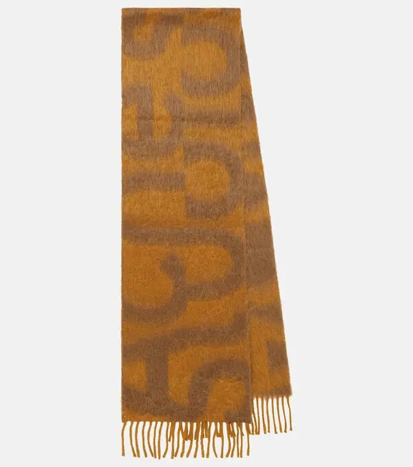 Acne Studios Logo Wool-blend Scarf - Brown