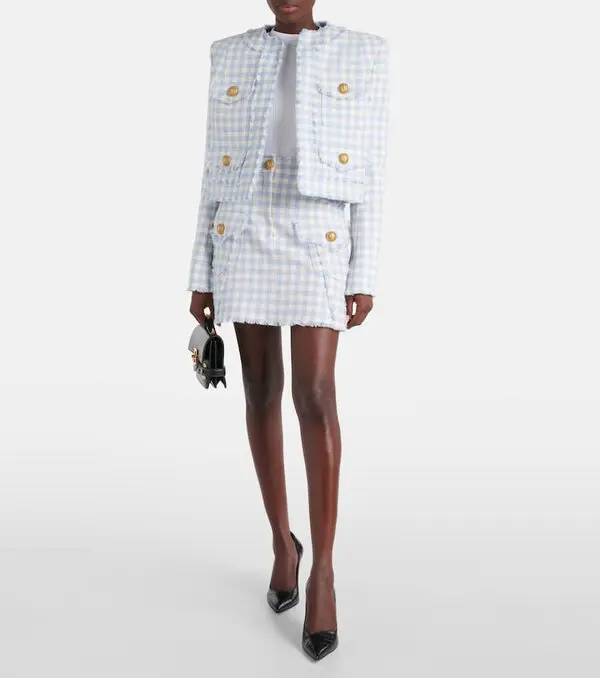 Balmain Checked Cotton-blend Tweed Jacket
